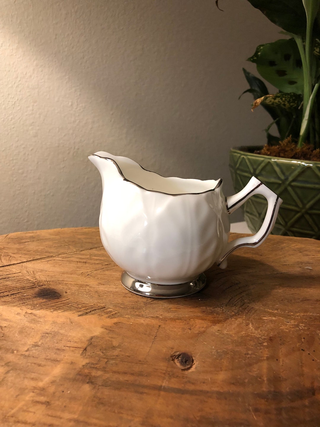 Aynsley Fine Bone China Creamer | Made in England | White With Silver ...