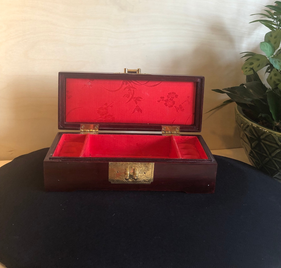 Vintage Asian Style Wooden Jewelry Box - Etsy