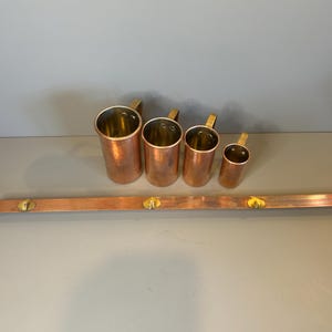 Vintage Copper Measuring Cup Set With Copper Wall Mount to Hang Cups ...