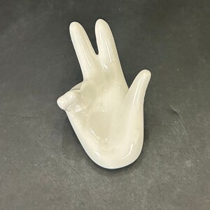 Small White Ceramic Hand Display Business Cards, Hold Rings, Cool Shelf ...