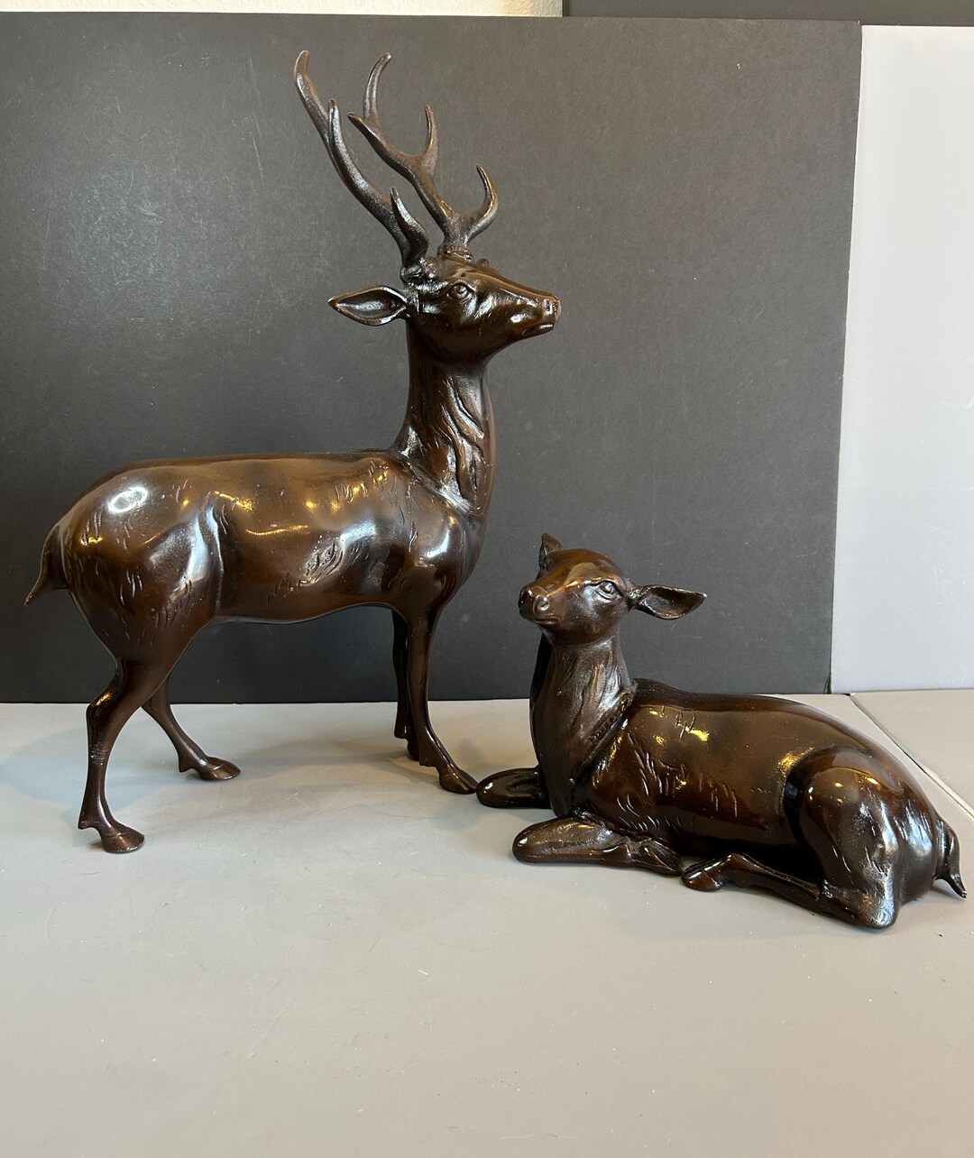 Vintage Heavy Metal Deer Sculptures – Wildwood Japan – 20 Lbs Pair ...