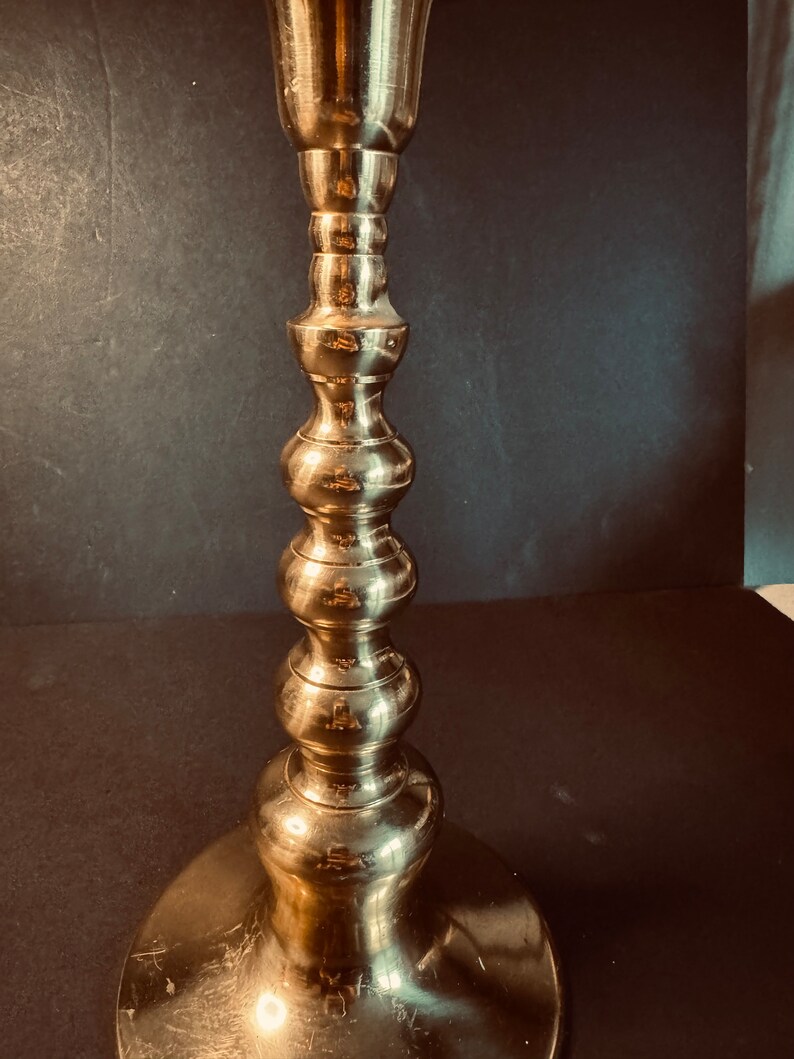 Vintage Tall Turned Brass Candlestick Holder, Mid Century Japan Decor ...