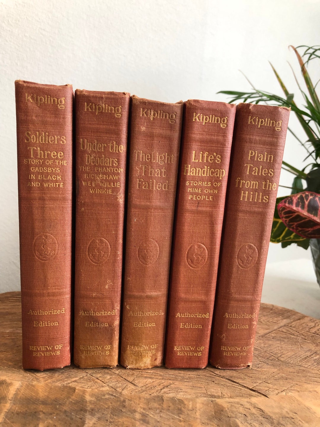 5 Volumes of Rudyard Kipling Copyright 1917, Rare Antique Book Set ...