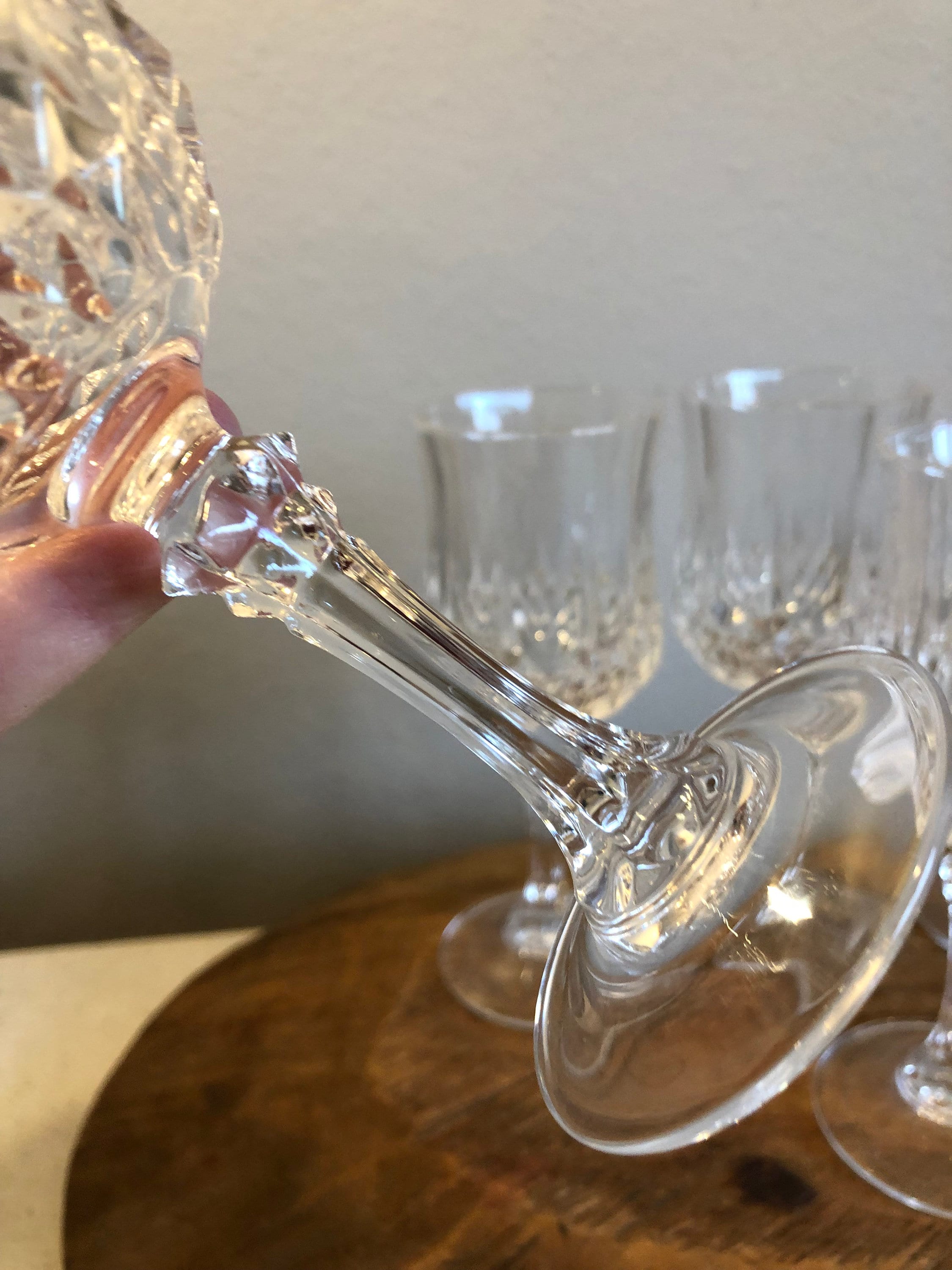 Set of 10 Crystal Cut Glass Wine Glasses Diamond Cut - Etsy