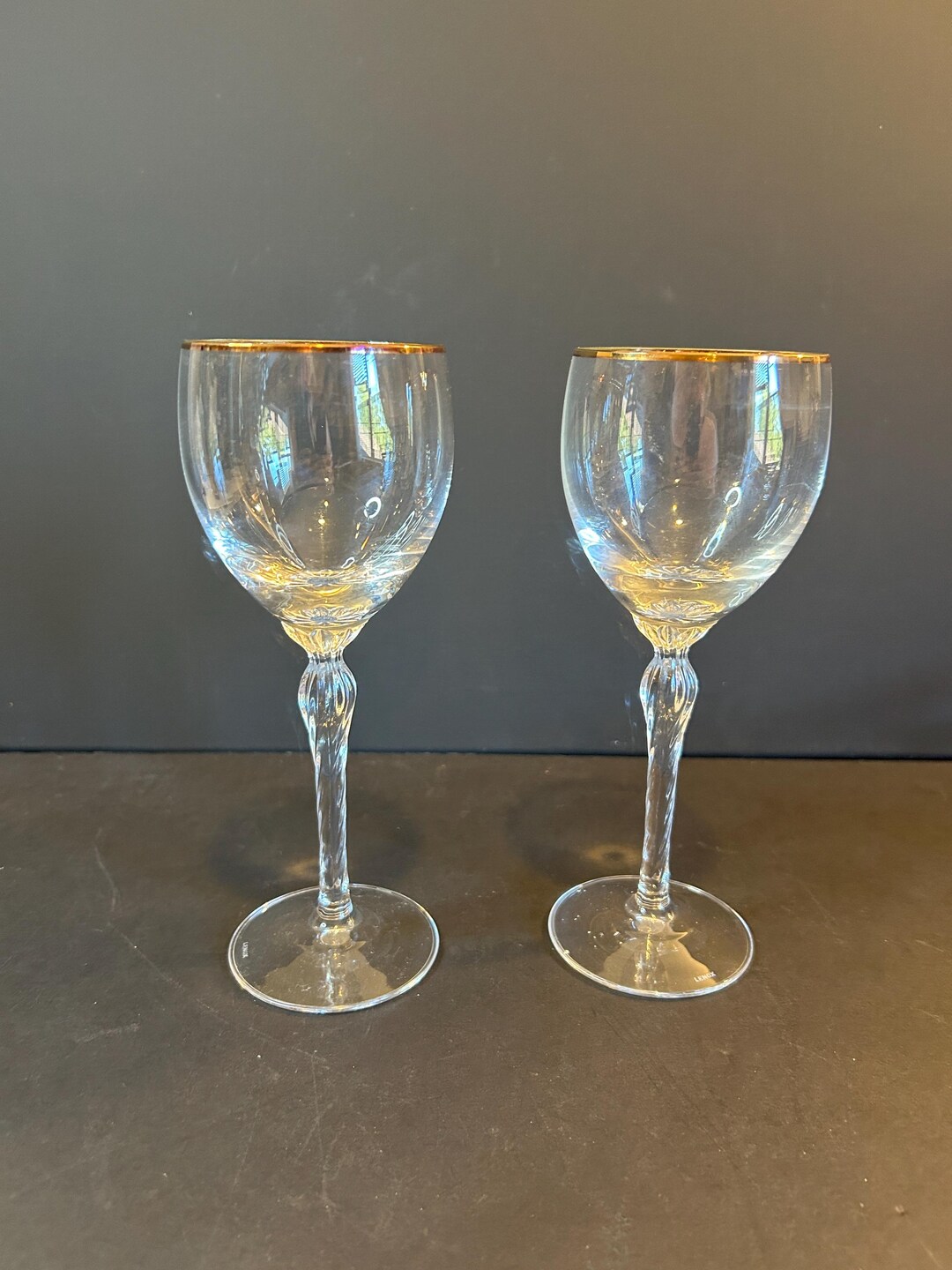 Vintage Lenox Crystal Wine Goblets - Gold Rim Stemware (set of 2) - Etsy