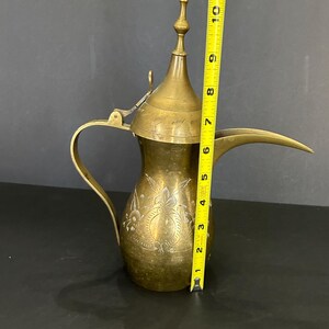 Vintage Islamic Arabic Brass Dallah Coffee Tea Pot 11” Tall Middle ...