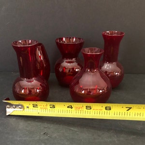 Ruby Red Glass Small Bud Vases Set of 5 - Etsy
