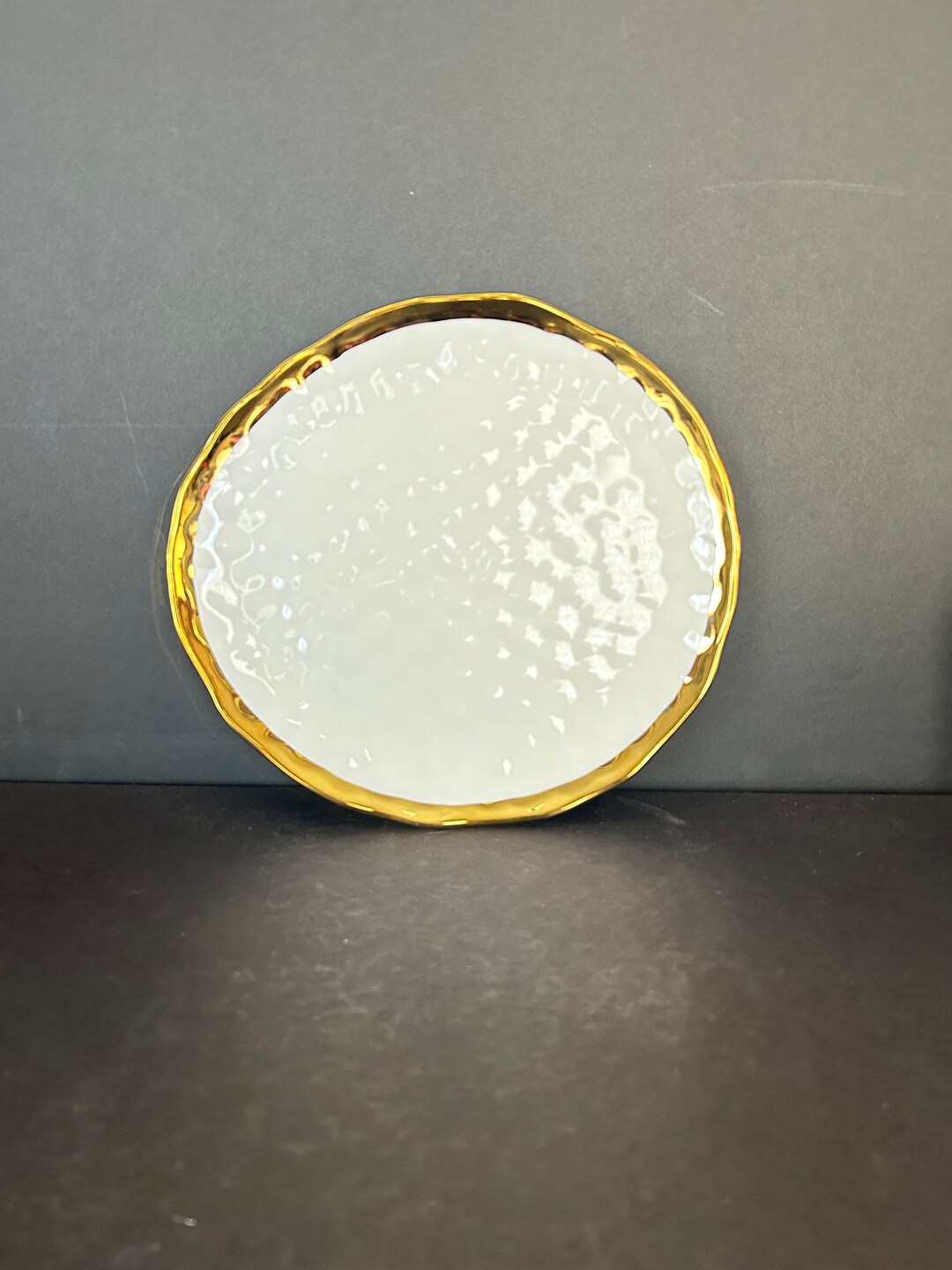 Yedi Housewares New Bone China Textured and Gilded in Gold Dinner Plate ...