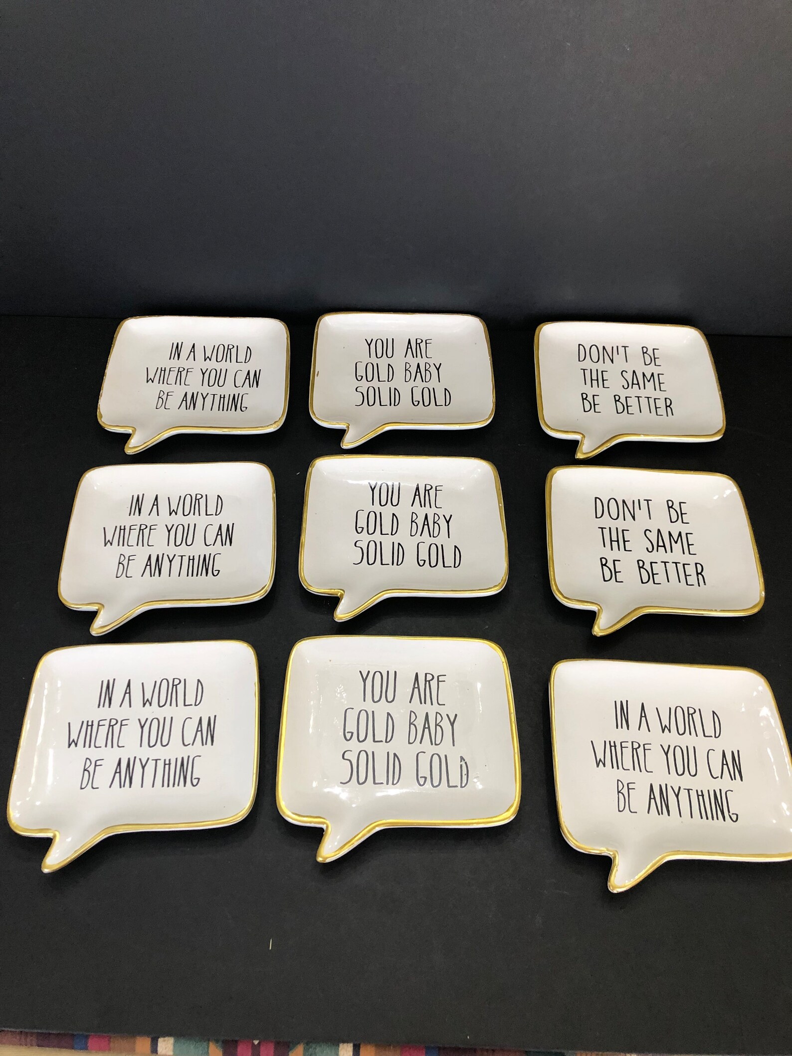 Set of 9 Fun Trinket Dishes Motivational Sayings, Dinner Party - Etsy