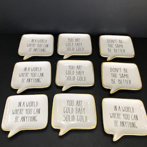 Set of 9 Fun Trinket Dishes Motivational Sayings, Dinner Party - Etsy