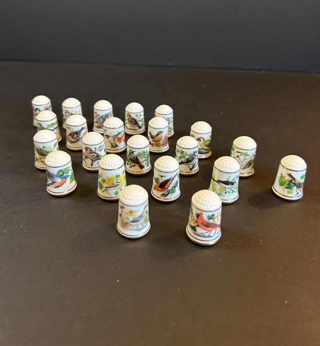 Peter Barrett Franklin Mint Bone China Bird Thimbles, 1970s, Set of 22 ...