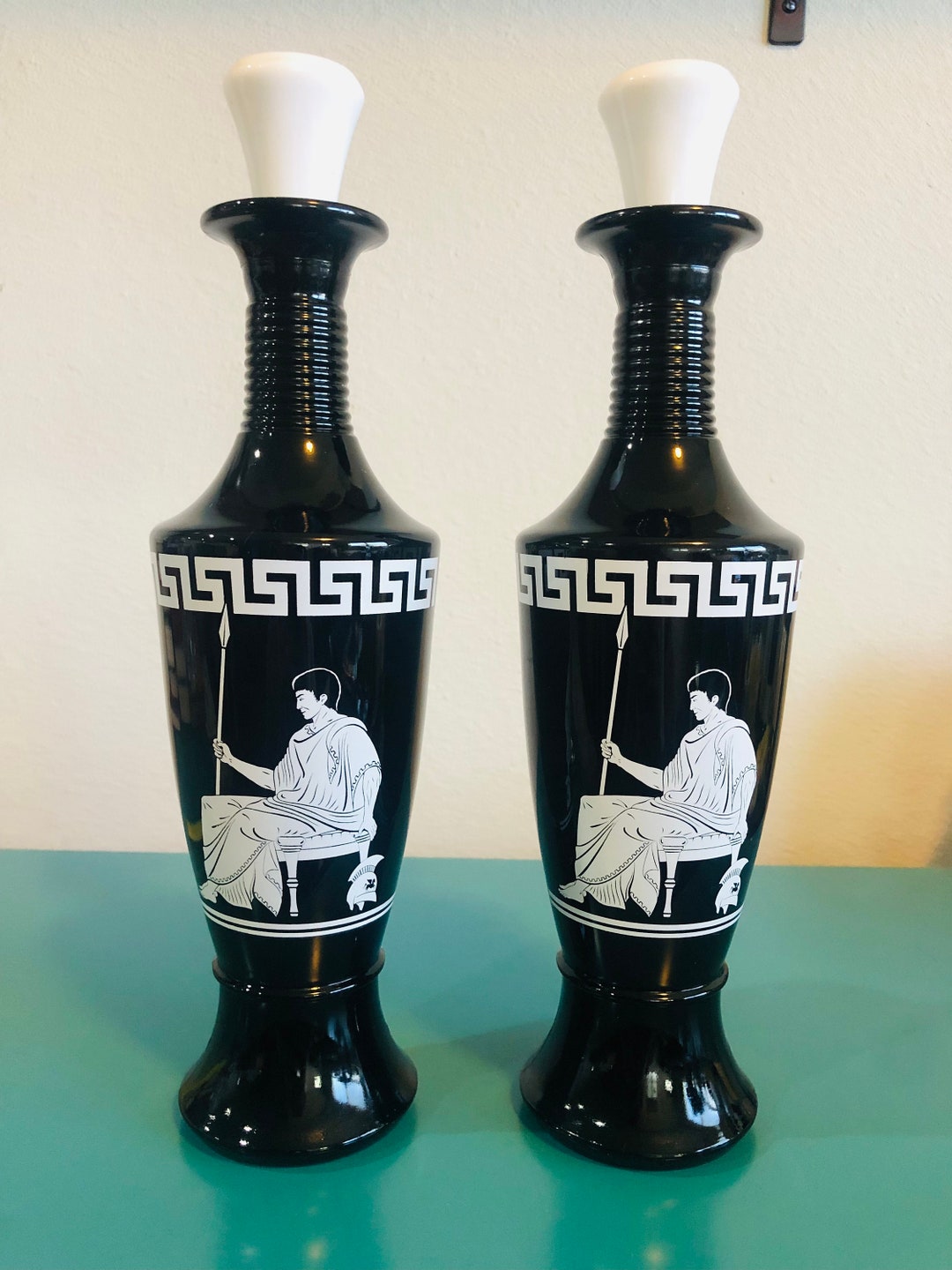 Two Vintage Jim Beam Decanters 1958 Black Glass - Etsy