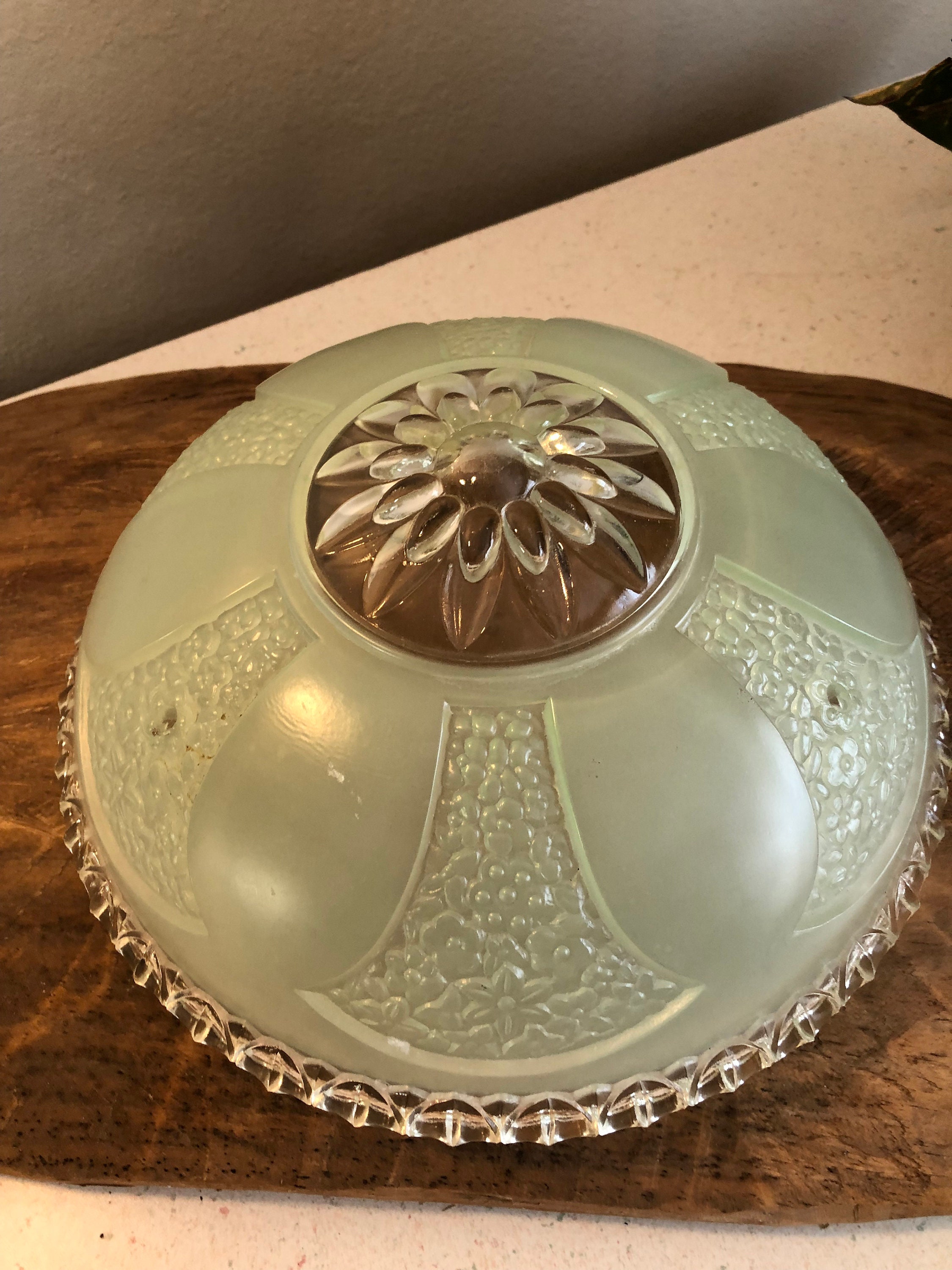 Authentic 1950s Ceiling Light Cover in Heavy Cut Glass and | Etsy
