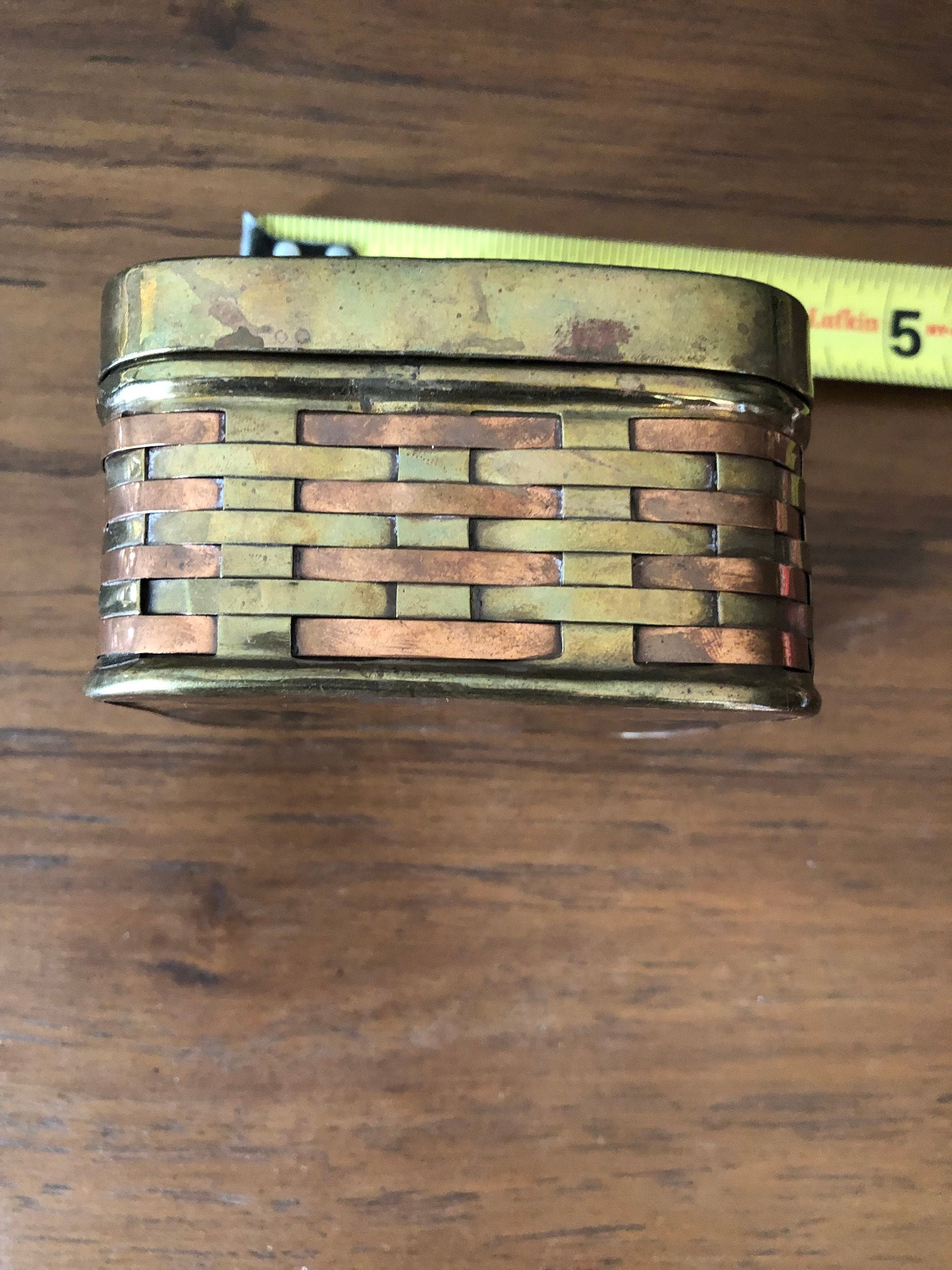 Vintage Woven Brass and Copper Trinket Box With Top - Etsy