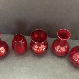 Ruby Red Glass Small Bud Vases Set of 5 - Etsy