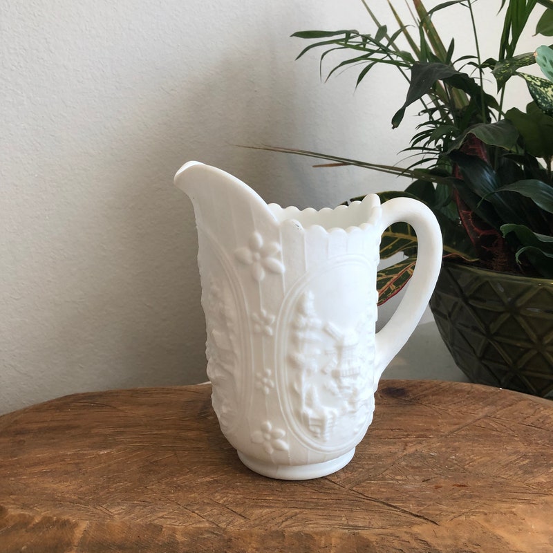 Milk Glass Pitcher - Etsy
