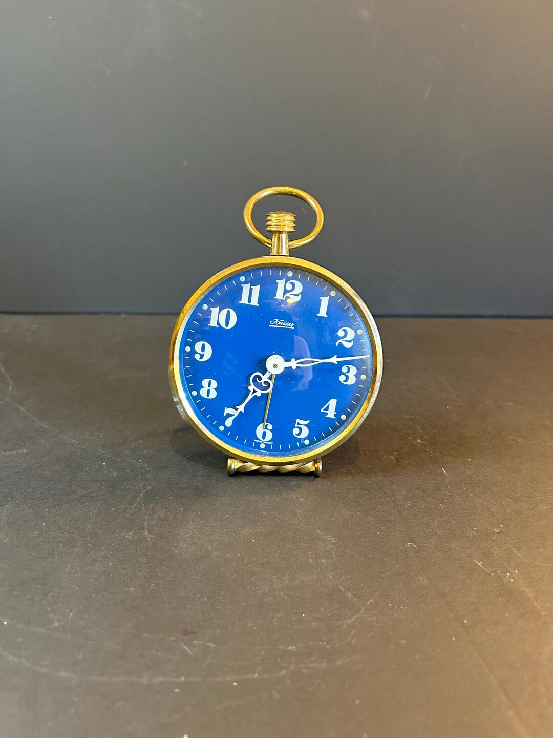 Kaiser German Made Wind up Table Top Clock Bright Blue and White Face ...