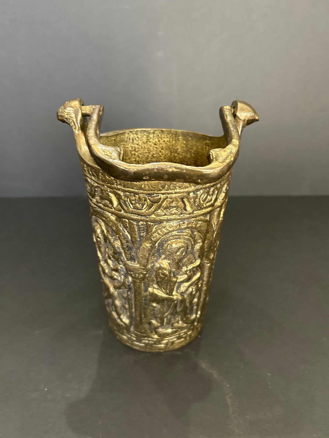 Cast Metal Holy Water Pail or Aspersorium With Handle Vintage Old and ...