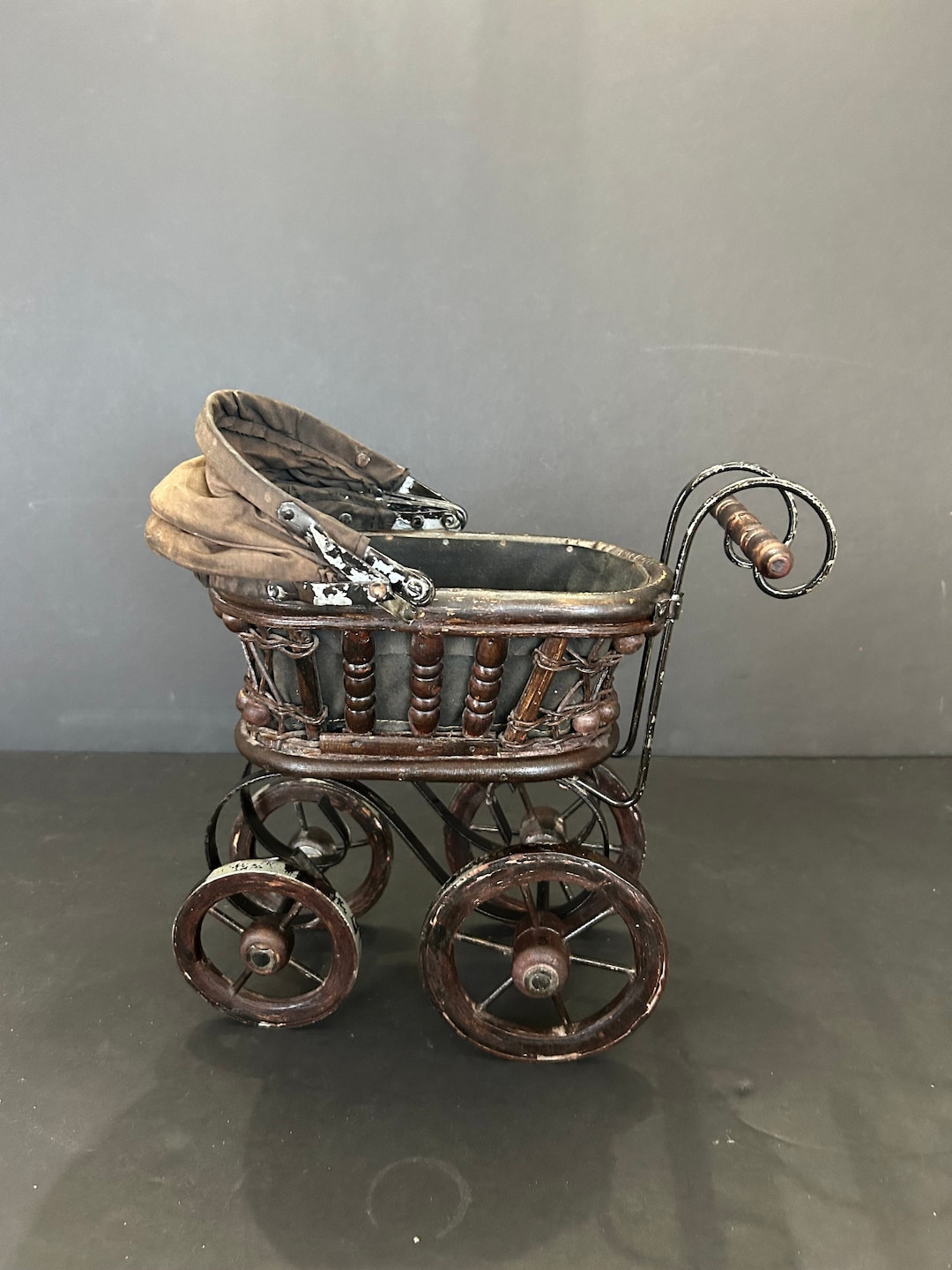 Darling Doll Pram Vintage Wicker and Metal and Cloth. Works Well! - Etsy