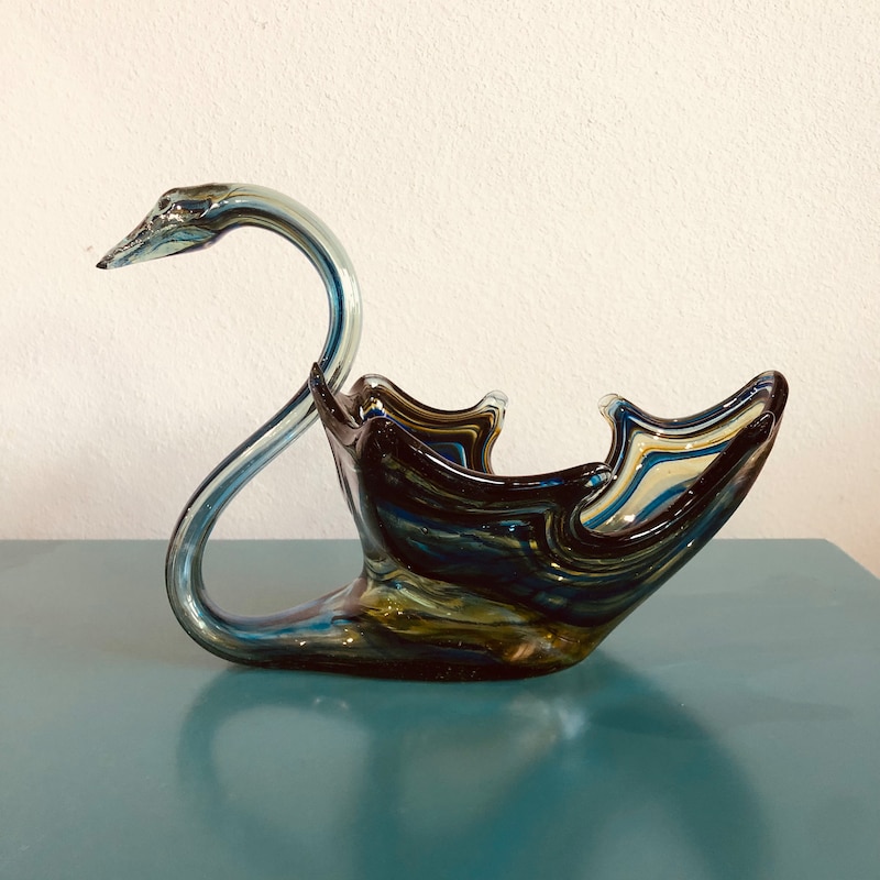 Glass Swan - Etsy