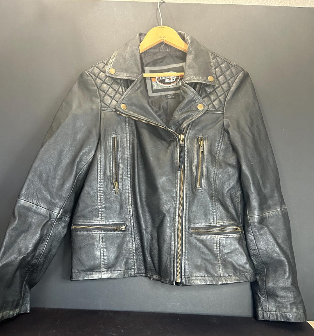 Authentic Vintage Leather Motorcycle Jacket by Custom Bilt Women's Size ...