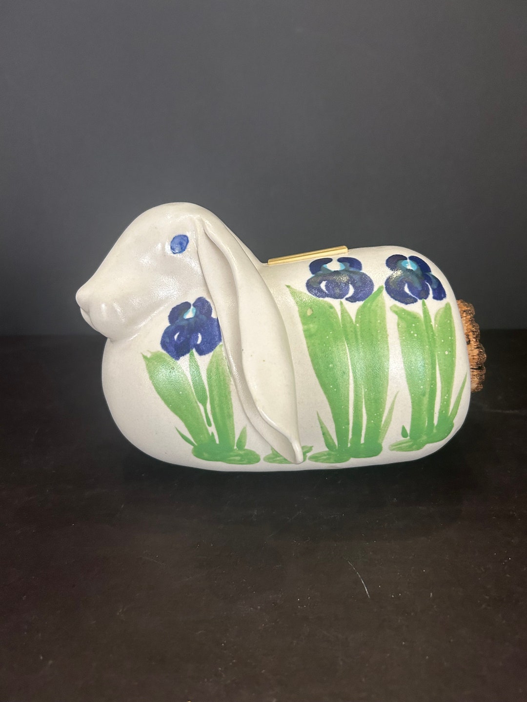 Studio Art Pottery Clay Sculpture Rabbit Bunny Coin Bank Iris Signed ...