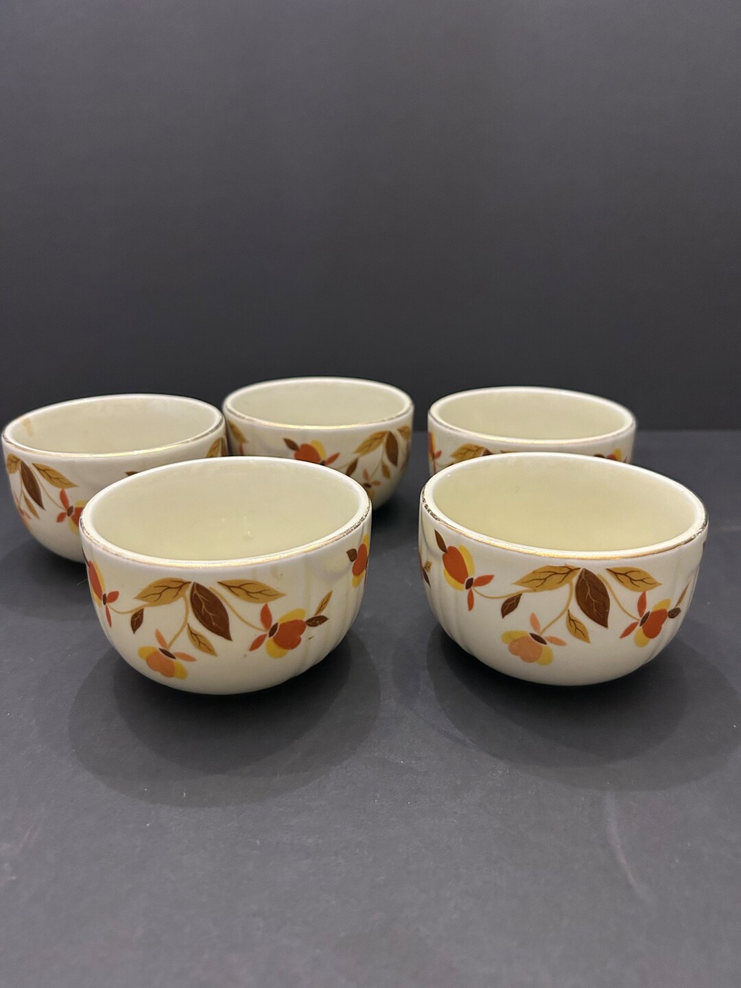 Vintage Hall Jewel Autumn Leaf Ramekin Custard Bowl Set of 5 - 1950s ...