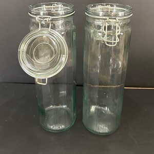Set of 2 Ribbed Clamped Lid Sealing Tall Storage Jars Vintage - Etsy
