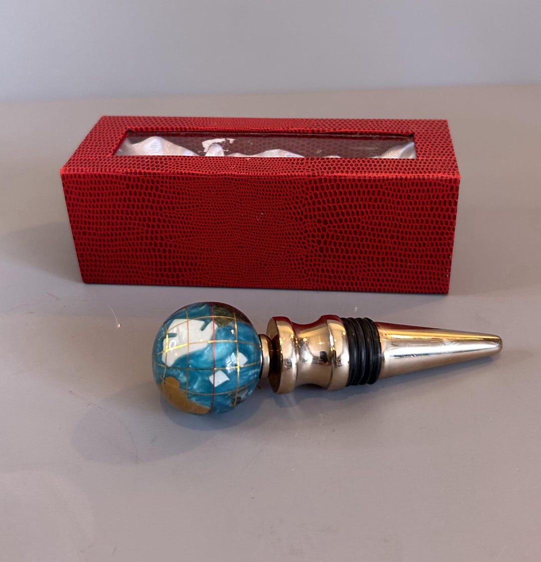 Vintage Gemstone Globe Bottle Stopper Wine Decanter Stopper Kalifano ...