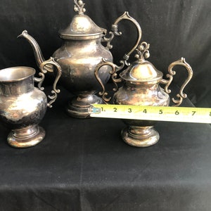 Birmingham Silver Co Silverplate Tea Set | Silver on Copper Teapot ...