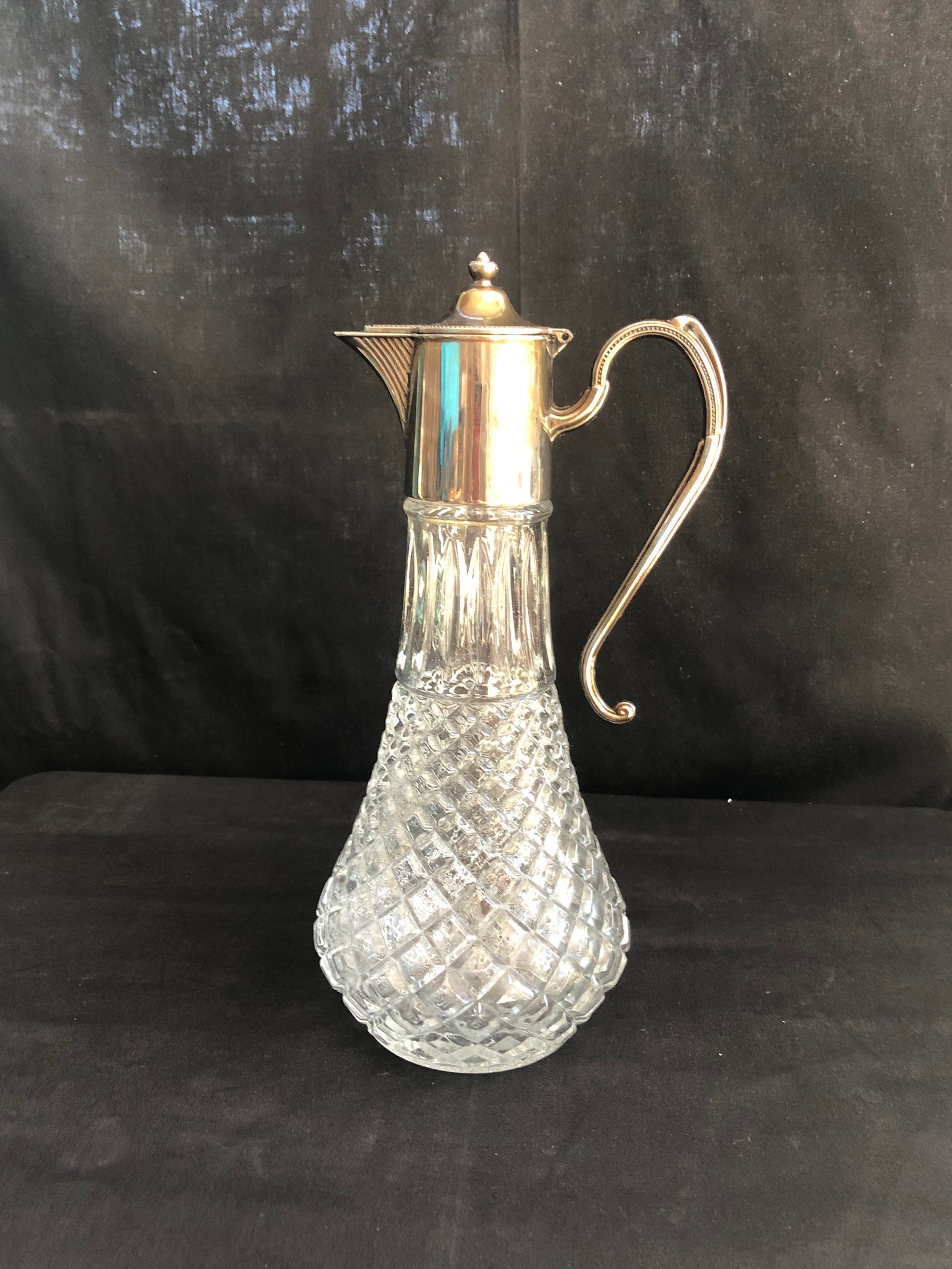 Vintage Crystal Carafe With Metal Lid Party Decor - Etsy