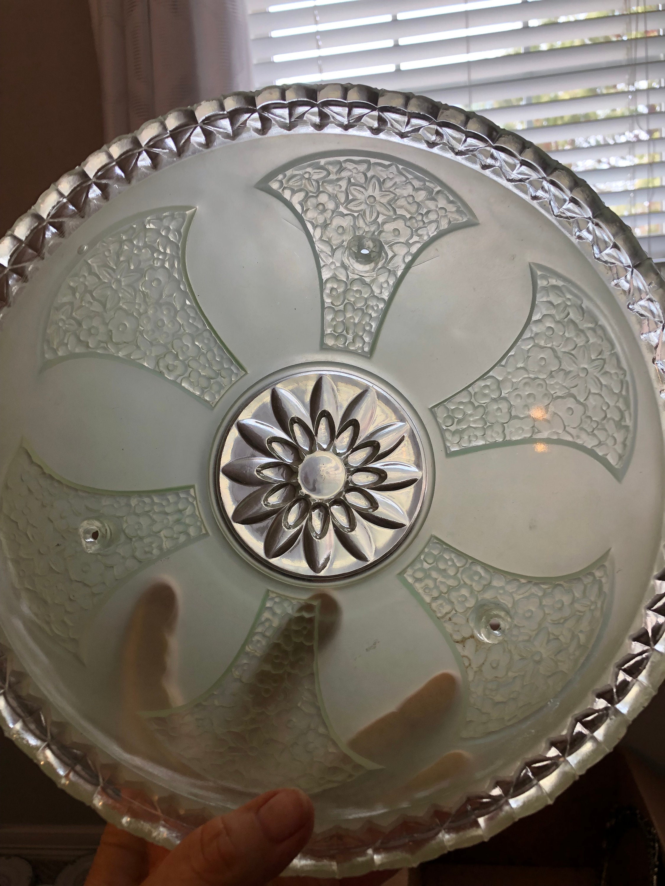 Authentic 1950s Ceiling Light Cover in Heavy Cut Glass and | Etsy