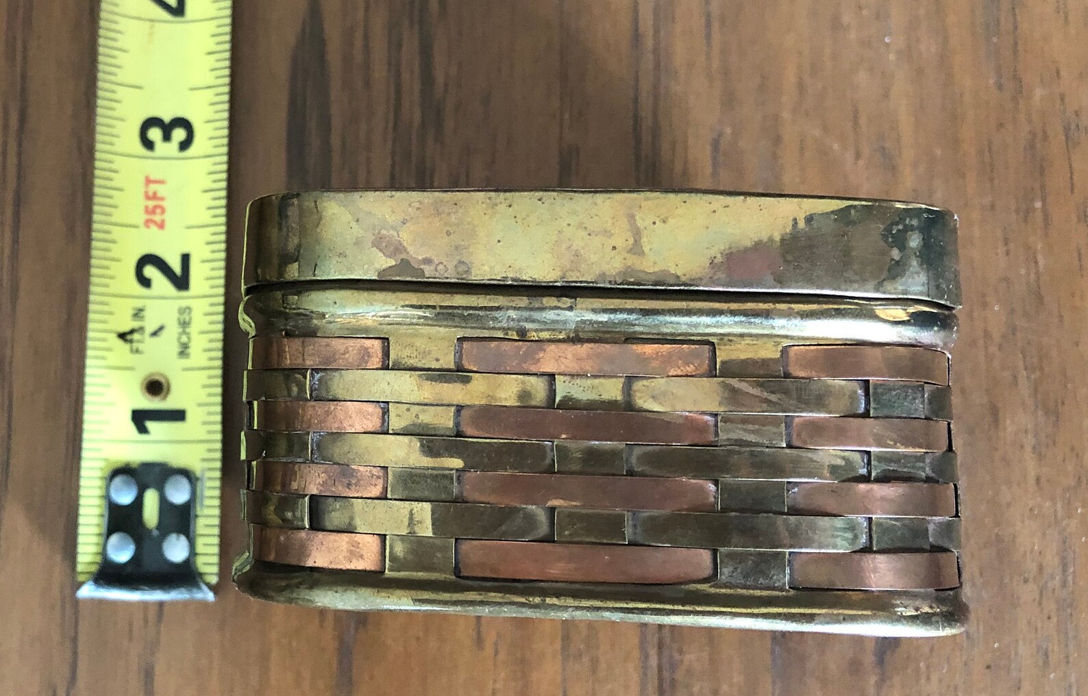 Vintage Woven Brass and Copper Trinket Box With Top - Etsy