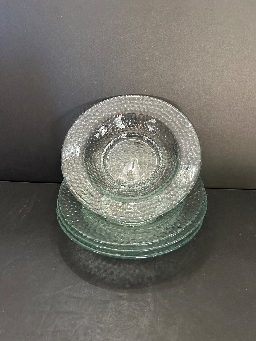 4 Gorgeous Vintage Pebble Glass Plates 1970s Set of 4 Heavy and Well ...