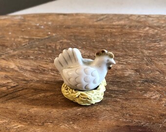 Miniature Glass Hen on Nest - Etsy
