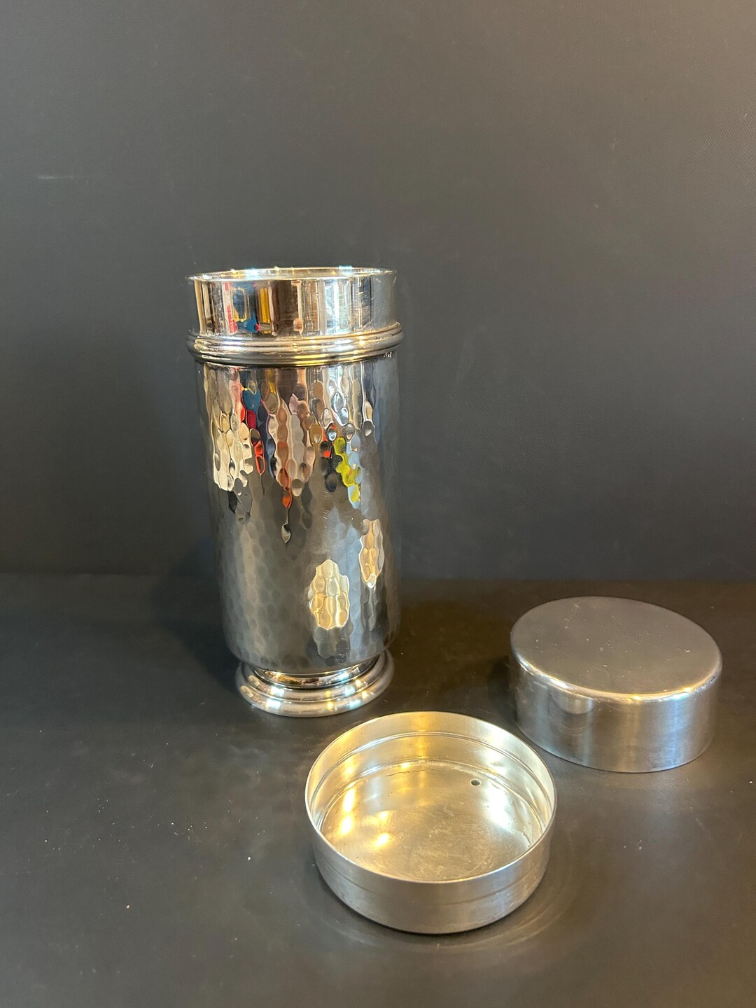 Vintage Sheffield Porciani Italy Hand Hammered Martini Cocktail Shaker ...