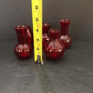 Ruby Red Glass Small Bud Vases Set of 5 - Etsy