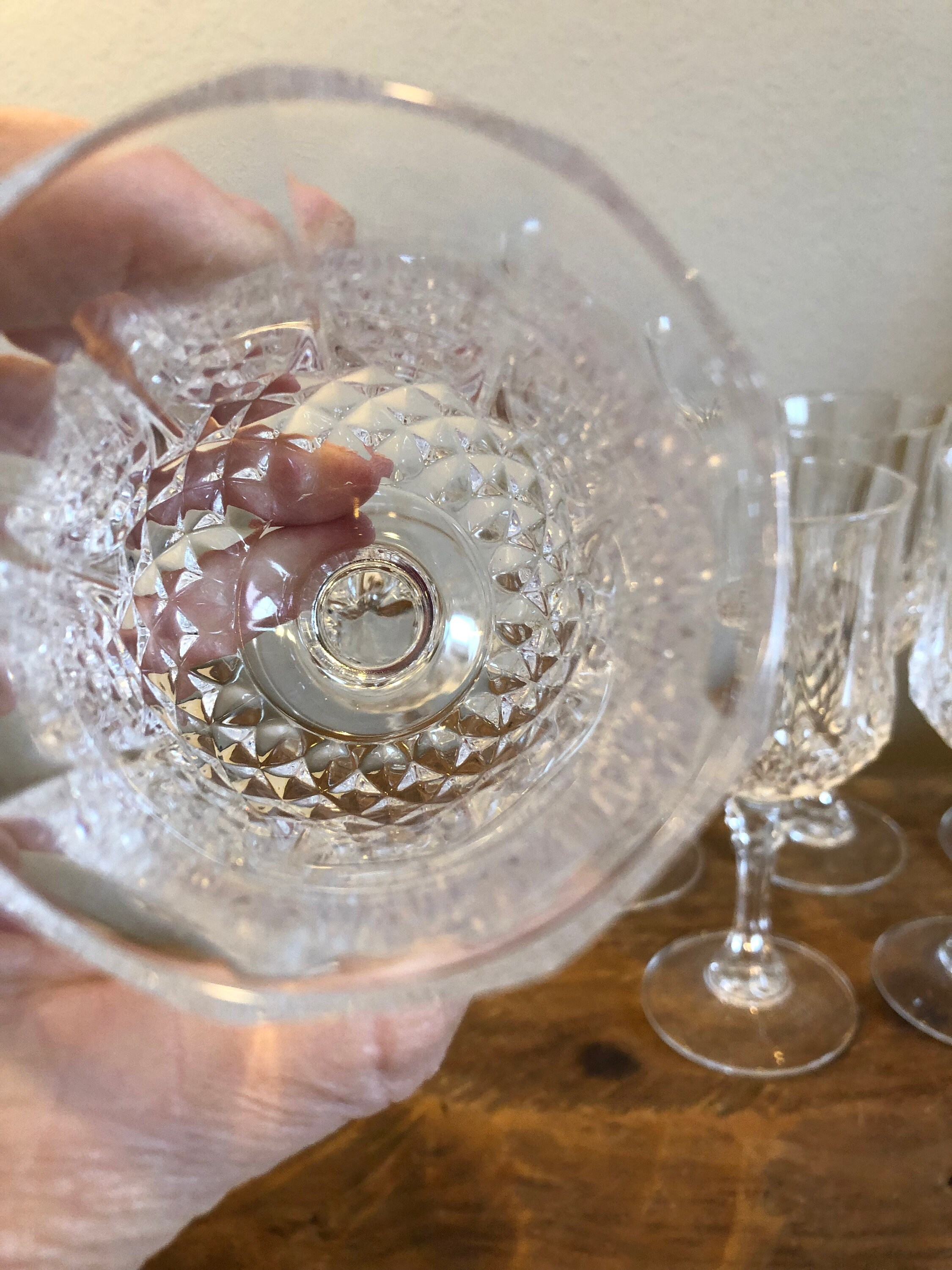 Set of 10 Crystal Cut Glass Wine Glasses Diamond Cut - Etsy