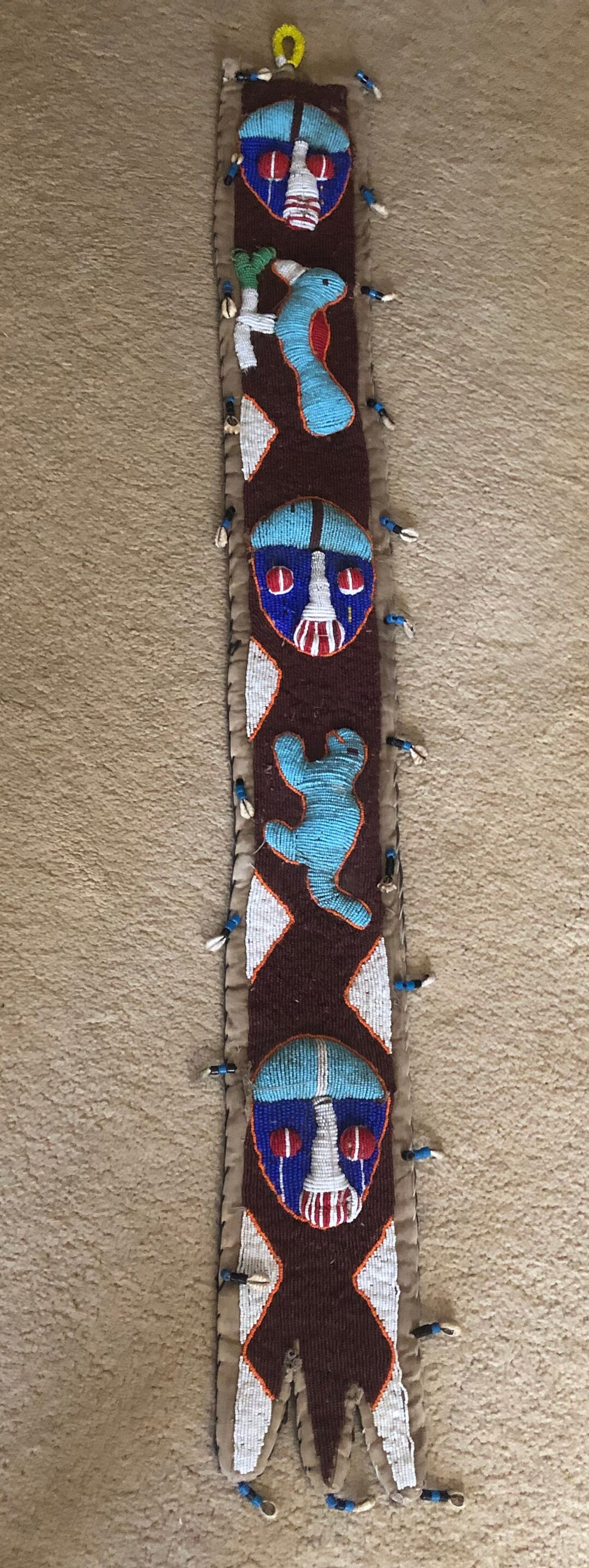 Vintage African Beaded Yoruba Sash Wall Hanging | Handmade Cowrie Shell ...