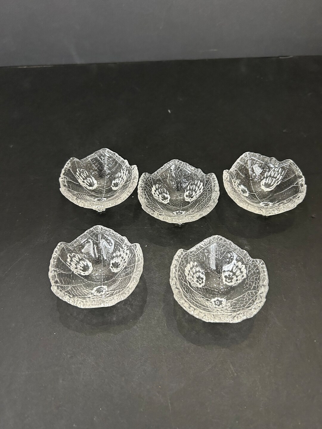 Fostoria Leaf Shaped Footed Salt Cellars From the 1950s Elegant Table ...