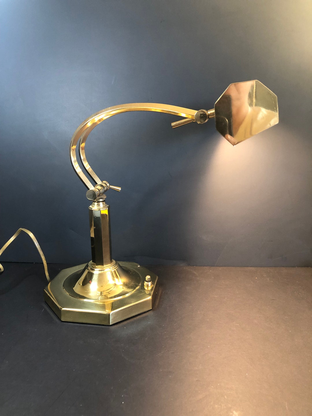 Brass Banker's Lamp With Heavy Base, Authentic Vintage - Etsy