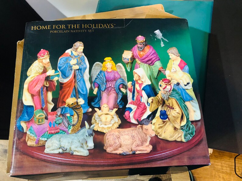 Vintage Porcelain Hand Painted Nativity Scene Set Christmas - Etsy