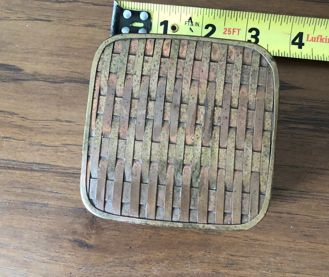 Vintage Woven Brass and Copper Trinket Box With Top - Etsy