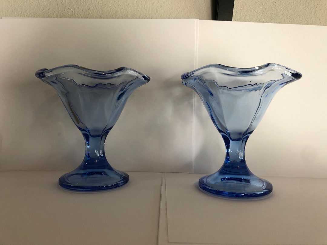 Vintage Blue Tinted Glasses, Tulip Shaped - Etsy