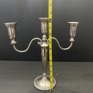 Vintage 12" Tall X 12" Wide Silver Plated Candelabra Three Holed Candle ...
