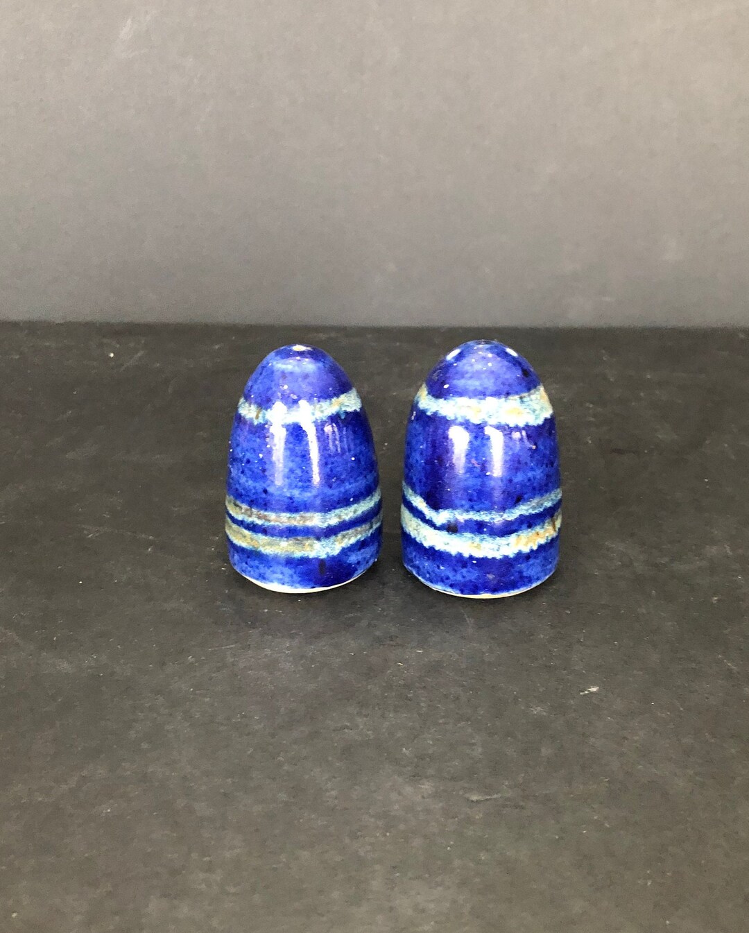 Pair of Cobalt Blue Salt and Pepper Shakers Stoneware - Etsy