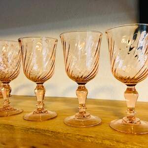 Medium Vintage Pink Swirl Glassware Set of 4 - Etsy