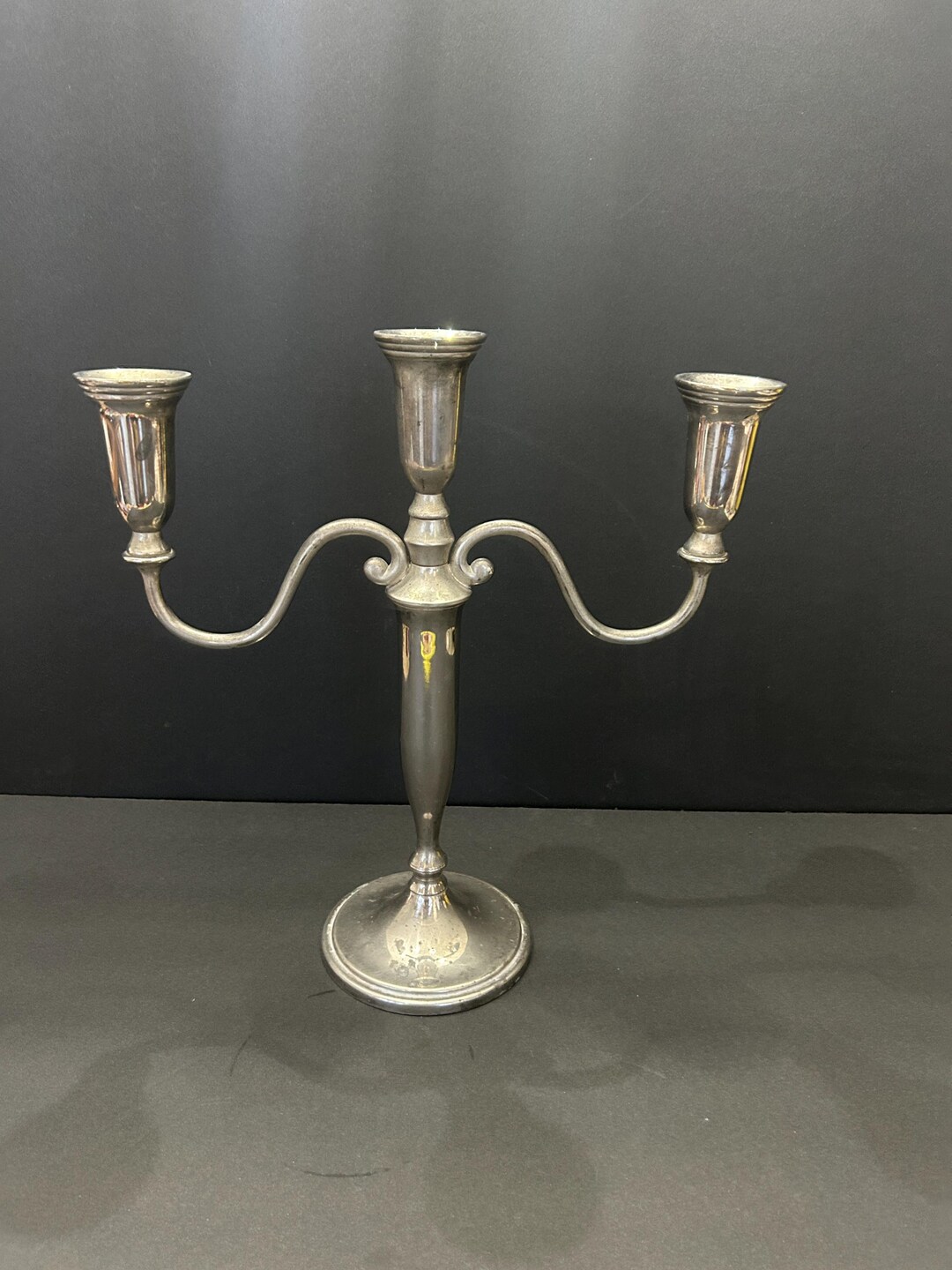 Vintage 12" Tall X 12" Wide Silver Plated Candelabra Three Holed Candle ...