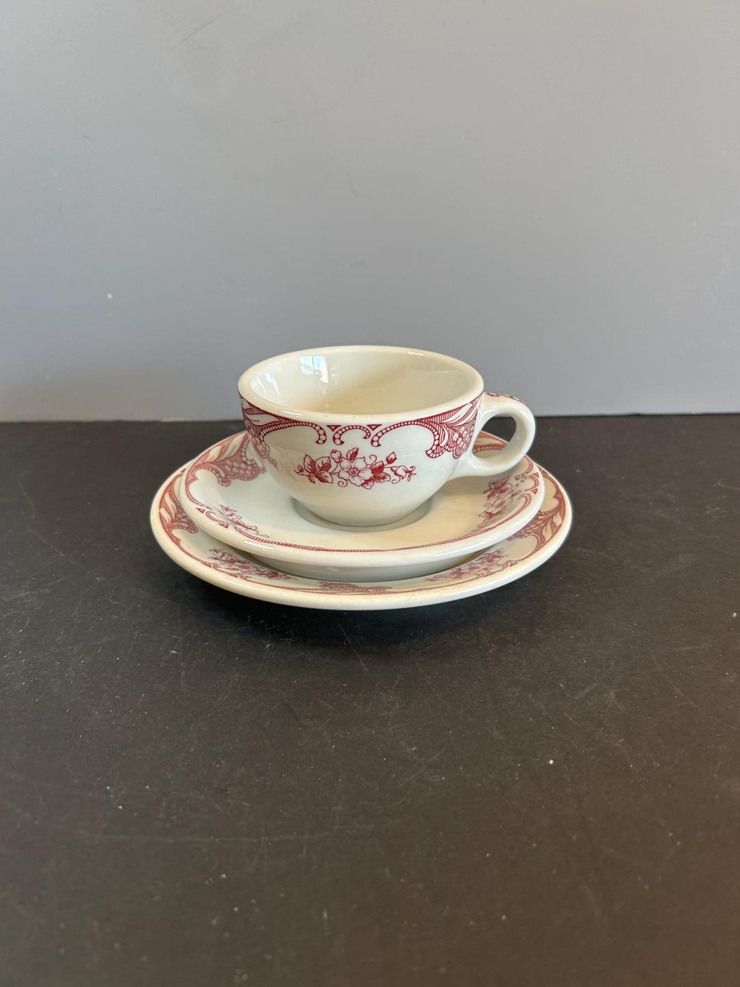 Shenango China Red Floral Cup, Saucer & Plate Set: Restaurant Ware - Etsy