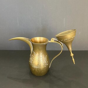 Vintage Islamic Arabic Brass Dallah Coffee Tea Pot 11” Tall Middle ...